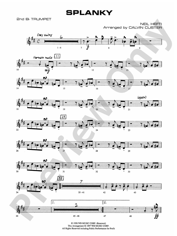 Splanky: 2nd B-flat Trumpet: 2nd B-flat Trumpet Part - Digital Sheet Music Download