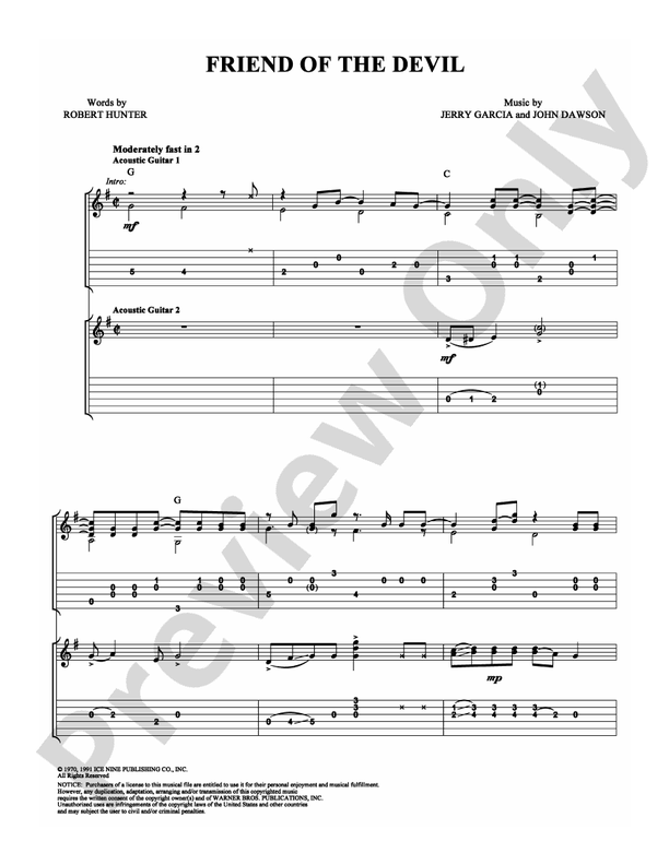 Friend of the Devil: Guitar TAB: Grateful Dead - Digital Sheet Music ...