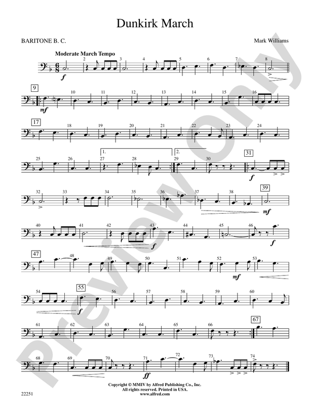 Dunkirk March: Baritone B.C.: Baritone B.C. Part - Digital Sheet Music ...