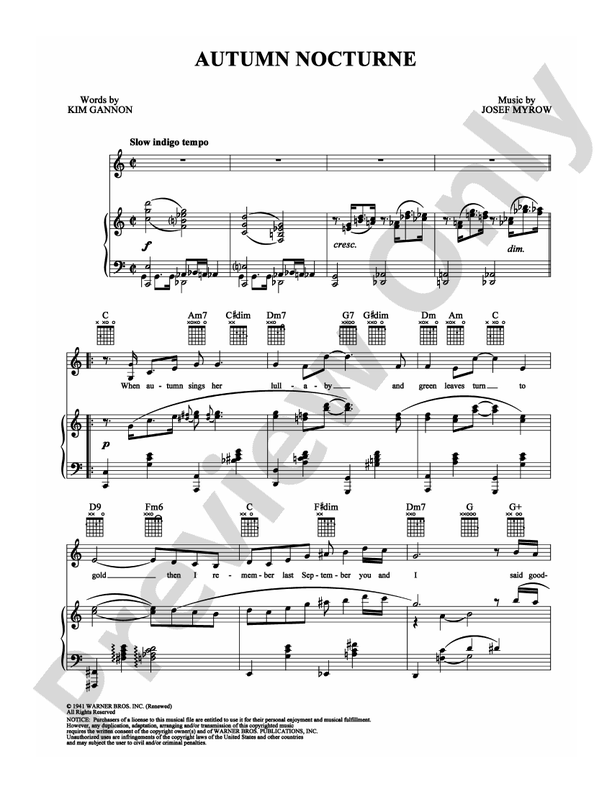 Autumn Nocturne: Piano/Vocal/Chords: Josef Myrow - Digital Sheet Music Download