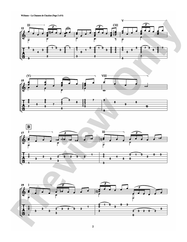 La Chanson de Claudine: Guitar TAB: Mason Williams - Digital Sheet ...