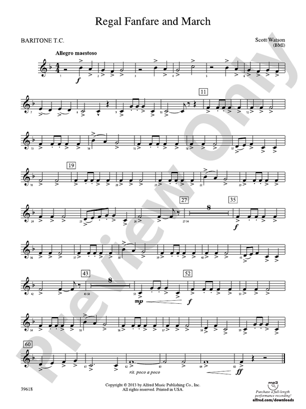 Regal Fanfare and March: Baritone T.C.: Baritone T.C. Part - Digital ...