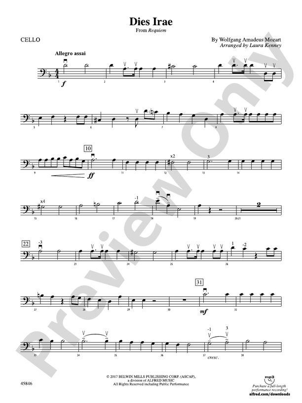Dies Irae: Cello: Cello Part - Digital Sheet Music Download