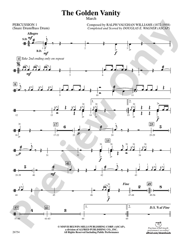 The Golden Vanity: 1st Percussion: 1st Percussion Part - Digital Sheet ...