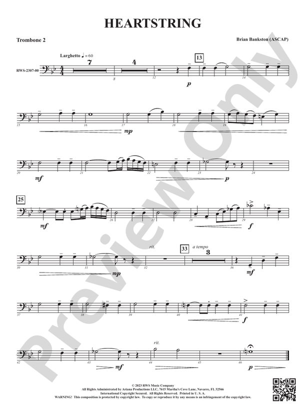 Heartstring: 2nd Trombone: 2nd Trombone Part: Brian Bankston - Digital Sheet Music Download