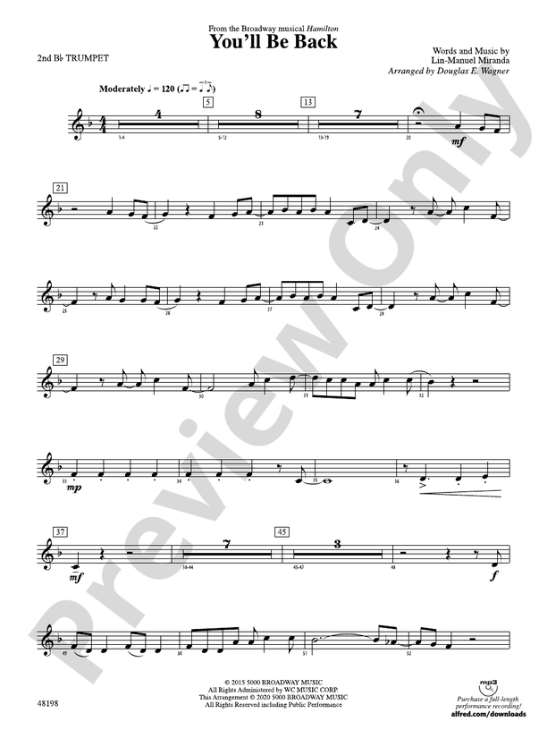 You'll Be Back: 2nd B-flat Trumpet: 2nd B-flat Trumpet Part - Digital ...