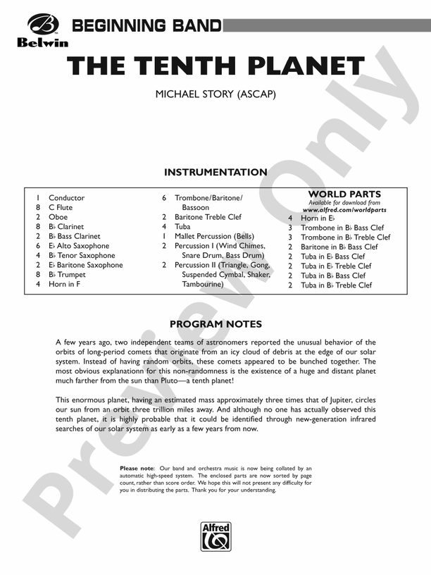 The Tenth Planet: Concert Band Conductor Score & Parts: Michael Story ...