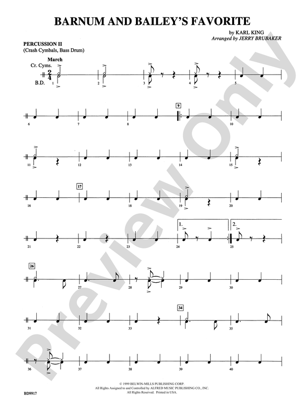 Barnum and Bailey's Favorite: 2nd Percussion: 2nd Percussion Part ...