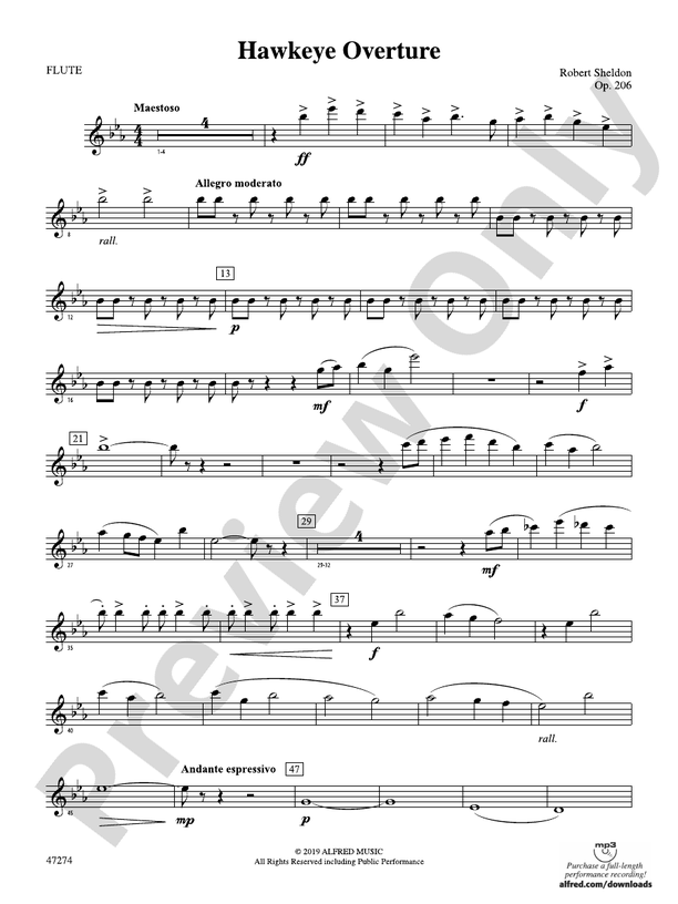 Hawkeye Overture: Flute: Flute Part - Digital Sheet Music Download