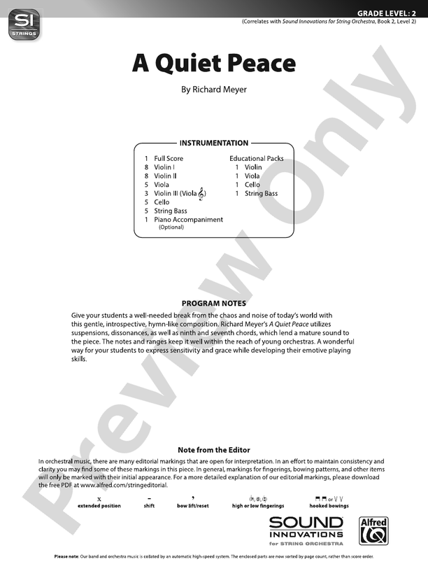 A Quiet Peace: Score: String Orchestra Score - Digital Sheet Music Download