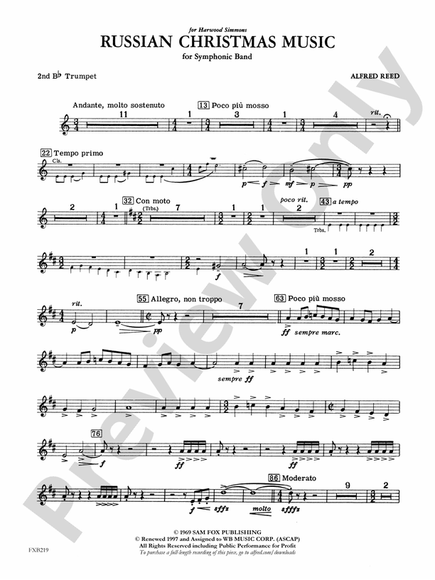 Russian Christmas Music: 2nd B-flat Trumpet: 2nd B-flat Trumpet Part - Digital Sheet Music Download