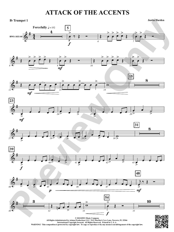 Attack of the Accents: 1st B-flat Trumpet: 1st B-flat Trumpet Part ...
