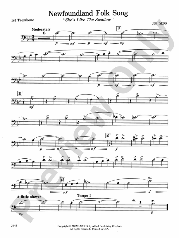 Newfoundland Folk Song: 1st Trombone: 1st Trombone Part - Digital Sheet ...
