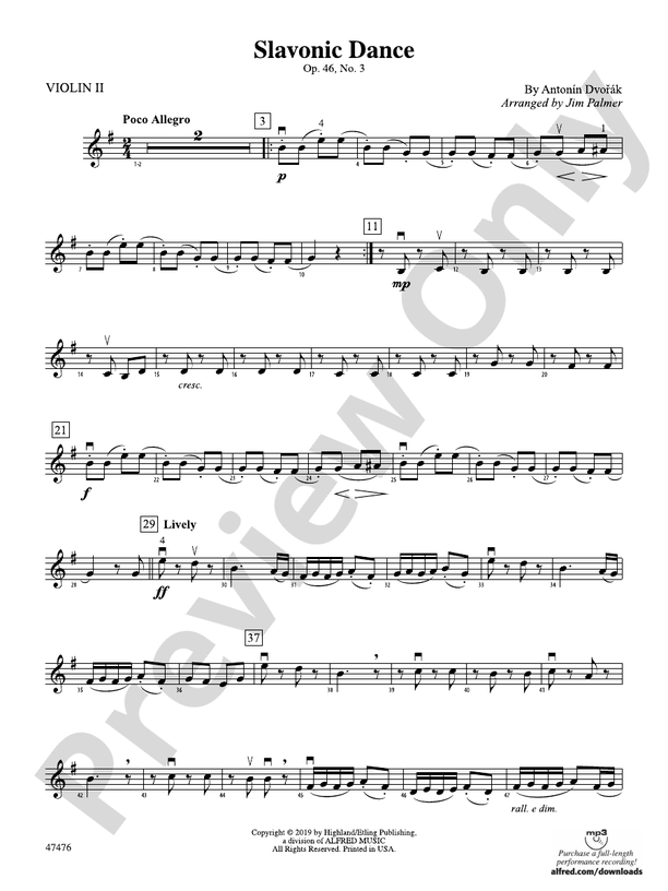 Slavonic Dance: 2nd Violin: 2nd Violin Part - Digital Sheet Music Download