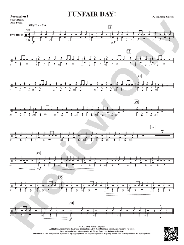 Funfair Day!: 1st Percussion: 1st Percussion Part: Alexandre Carlin ...