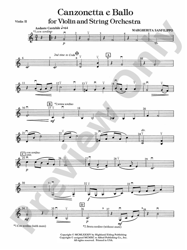 Canzonetta e Ballo (solo violin and string orchestra): 2nd Violin: 2nd Violin Part - Digital ...