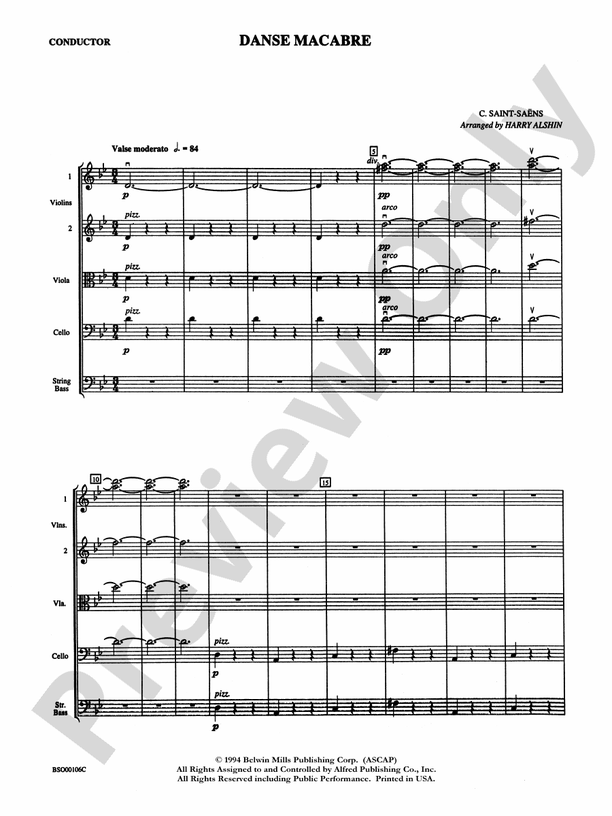 Danse Macabre: Score: String Orchestra Score - Digital Sheet Music Download
