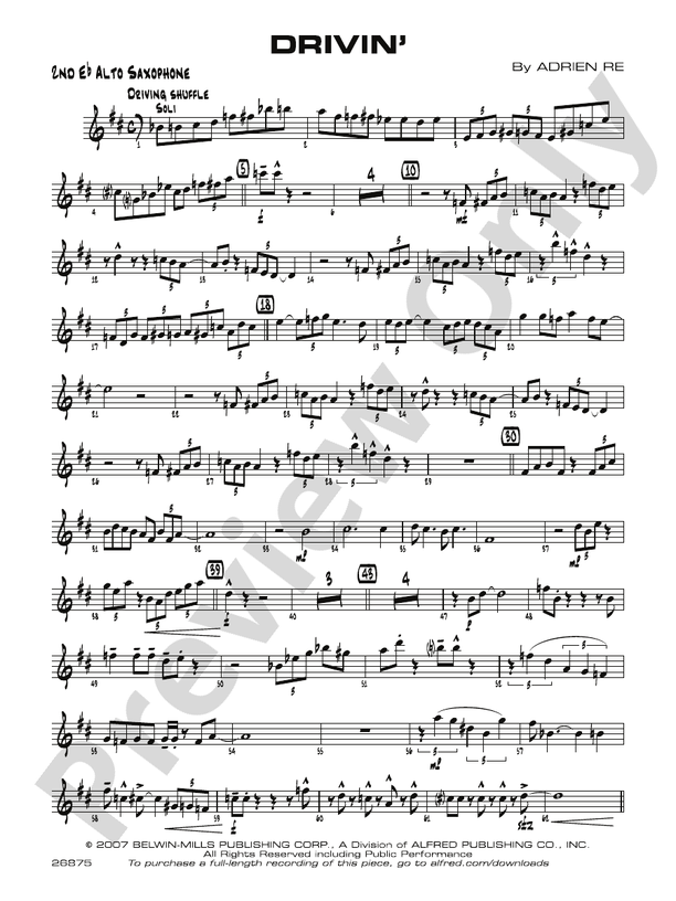 Drivin 2nd E Flat Alto Saxophone 2nd E Flat Alto Saxophone Part
