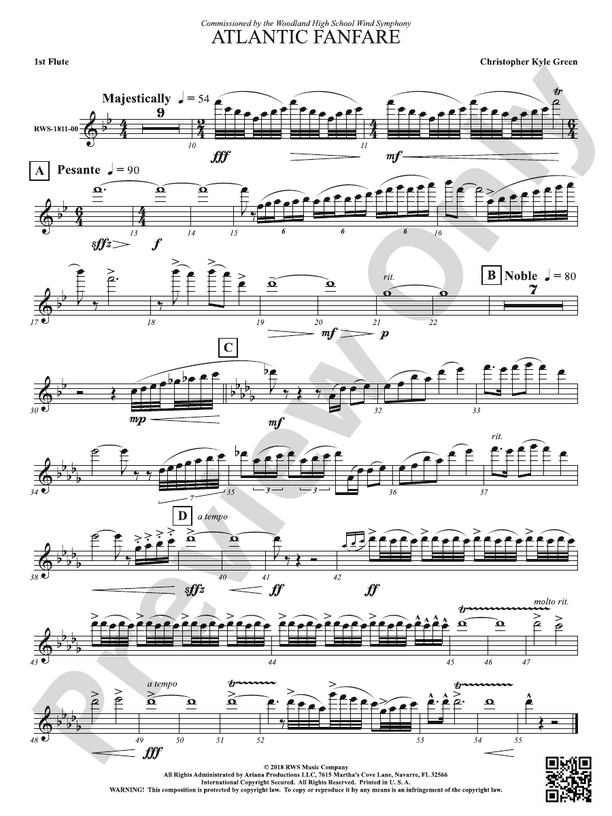 Atlantic Fanfare: 1st Flute: 1st Flute Part: Christopher Kyle Green ...