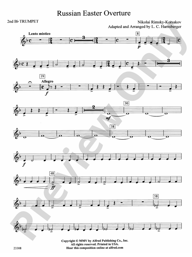 Russian Easter Overture: 2nd B-flat Trumpet: 2nd B-flat Trumpet Part - Digital Sheet Music Download
