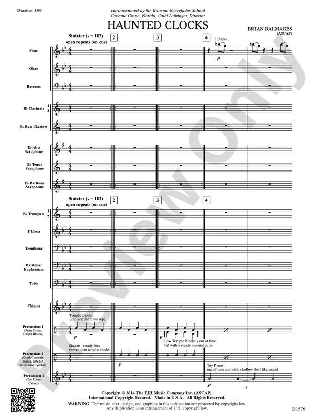 Haunted Clocks: Score: Concert Band Score: Brian Balmages - Digital ...
