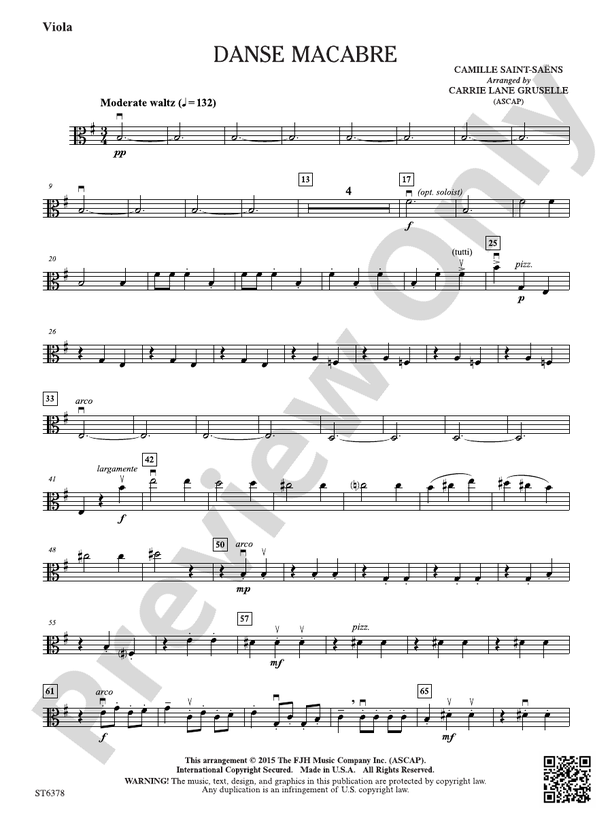 Danse Macabre: Viola: Viola Part: Camille Saint-Saëns - Digital Sheet ...