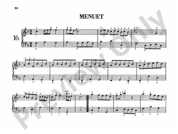 Bach: The First Bach Book (Fing. Alexander Lipsky): 16. Menuet, in F ...