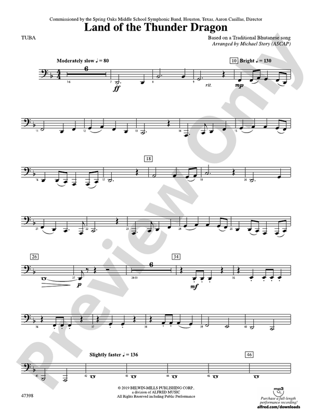 Land of the Thunder Dragon: Tuba: Tuba Part - Digital Sheet Music Download