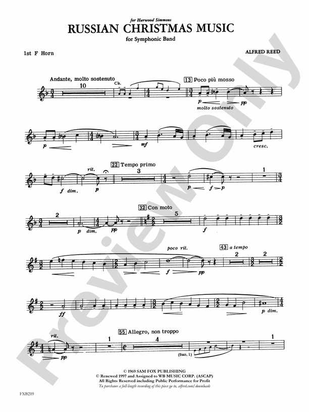 Russian Christmas Music: 1st F Horn: 1st F Horn Part - Digital Sheet ...