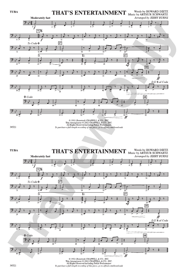 That's Entertainment: Tuba: Tuba Part - Digital Sheet Music Download