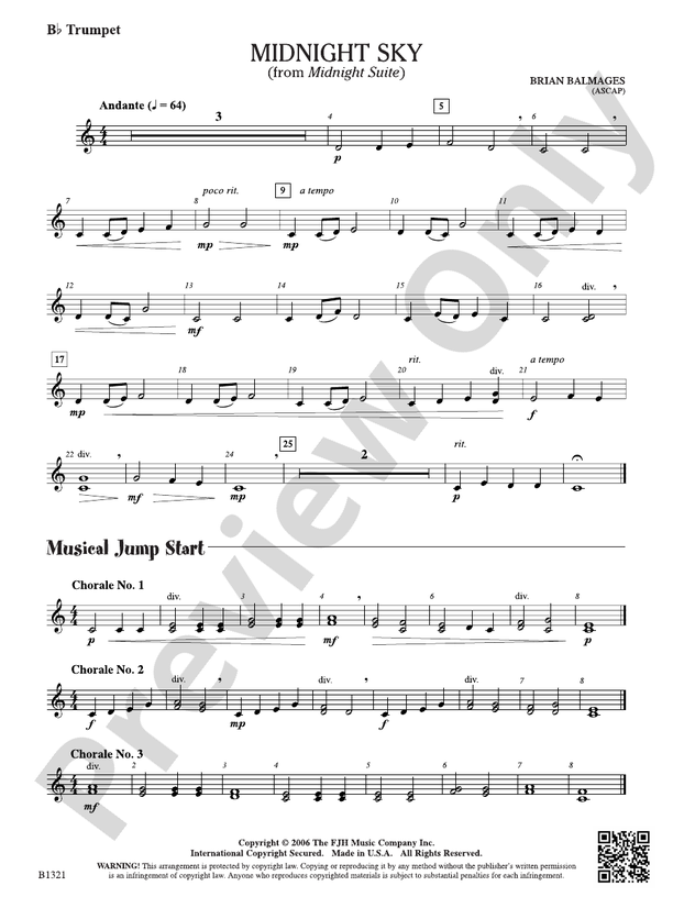 Midnight Sky (from Midnight Suite): B-flat Trumpet: B-flat Trumpet Part ...