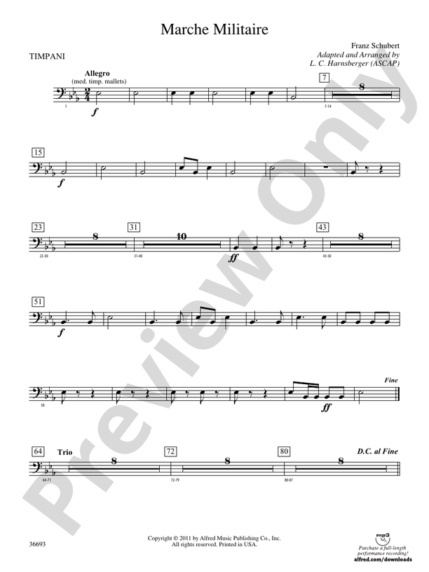 Marche Militaire: Timpani: Timpani Part - Digital Sheet Music Download