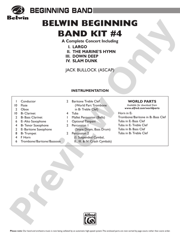 Belwin Beginning Band Kit #4: Concert Band Conductor Score & Parts ...