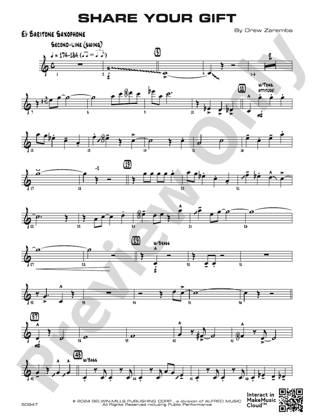 Share Your Gift: E-flat Baritone Saxophone: E-flat Baritone Saxophone Part - Digital Sheet Music ...