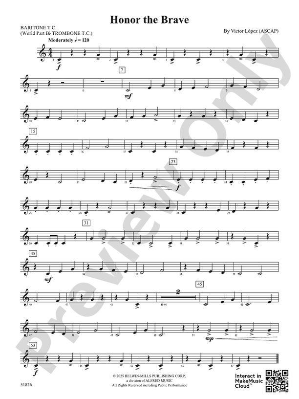 Honor the Brave: Baritone T.C.: Baritone T.C. Part - Digital Sheet ...