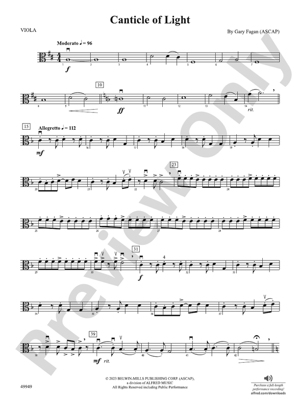 Canticle of Light: Viola: Viola Part - Digital Sheet Music Download