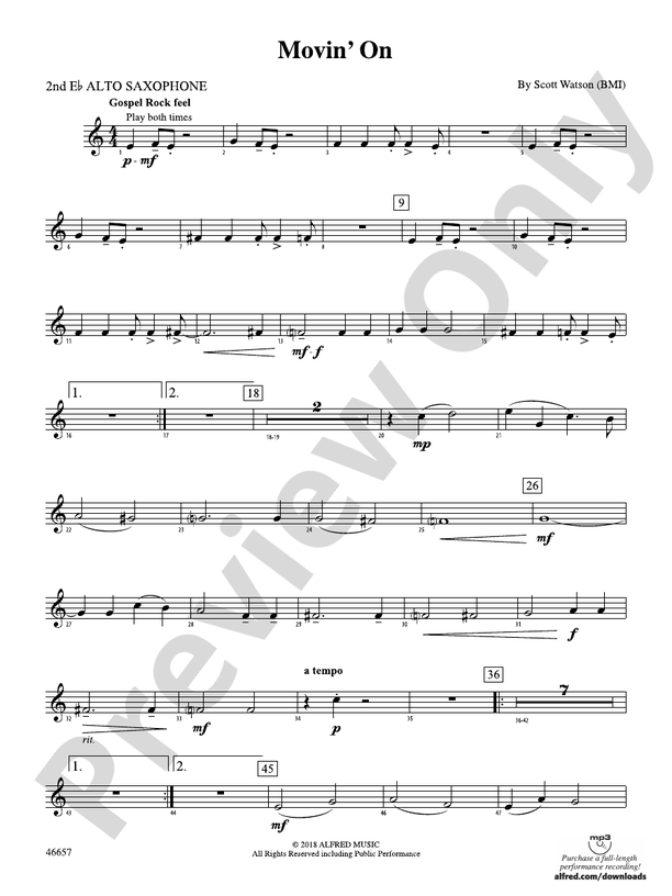 Movin On 2nd E Flat Alto Saxophone 2nd E Flat Alto Saxophone Part