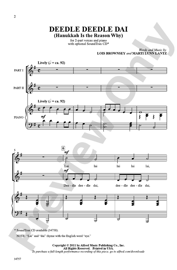 Deedle Deedle Dai: 2-Part Choral Octavo: Lois Brownsey - Digital Sheet ...