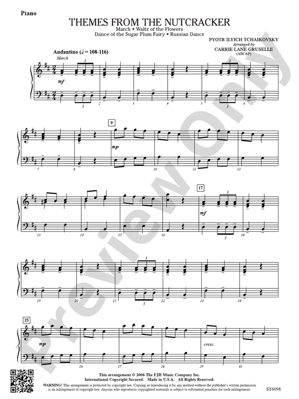 Themes from The Nutcracker: Piano: Piano Part: Pyotr Ilyich Tchaikovsky - Digital Sheet Music ...