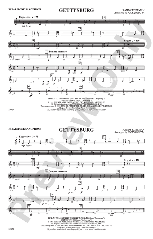 Gettysburg: E-flat Baritone Saxophone: E-flat Baritone Saxophone Part - Digital Sheet Music Download