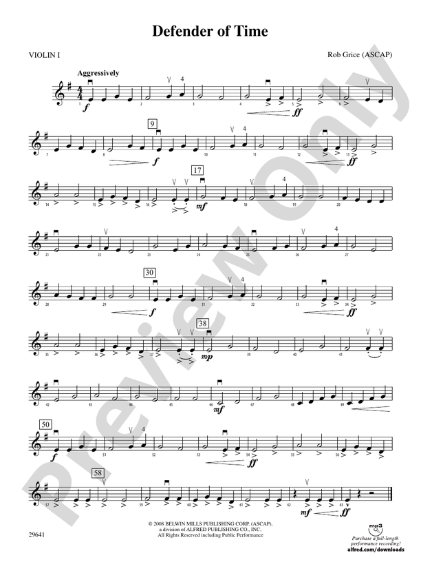 Defender of Time: 1st Violin: 1st Violin Part - Digital Sheet Music Download