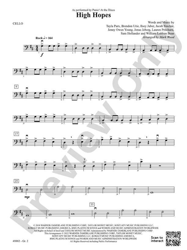 High Hopes: Cello - Grade 2: Cello - Grade 2 Part - Digital Sheet Music ...
