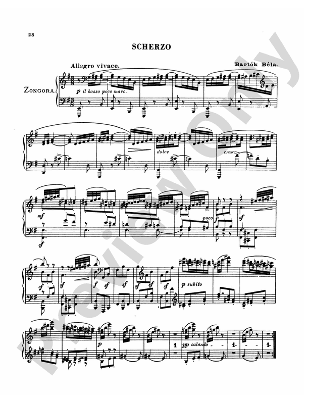 Bartók: Album for Piano: Scherzo Part - Digital Sheet Music Download
