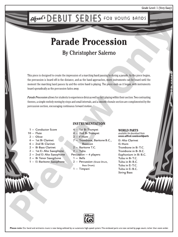 Parade Procession: Score: Concert Band Score - Digital Sheet Music Download
