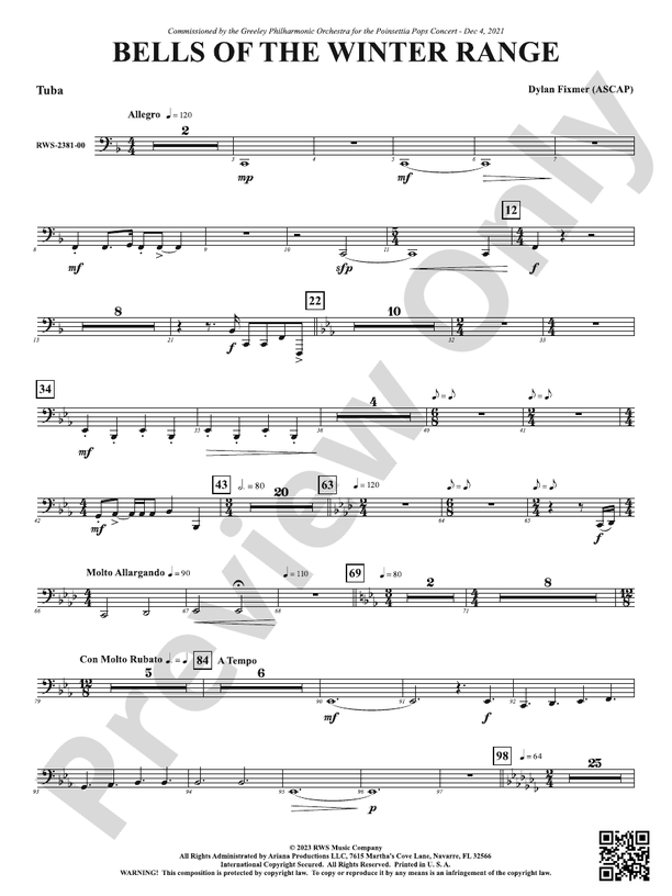 Bells of the Winter Range: Tuba: Tuba Part: Dylan Fixmer - Digital ...