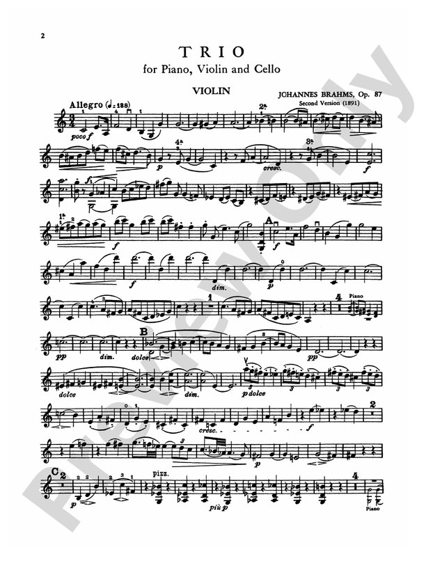 Brahms: Trio No. 2 in C Major, Op. 87: Trio No. 2 in C Major, Op. 87 ...