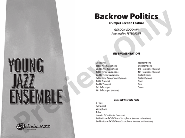Backrow Politics: Jazz Ensemble Conductor Score & Parts: Gordon Goodwin ... Backrow Politics: Jazz Ensemble Conductor Score & Parts: Gordon Goodwin ...