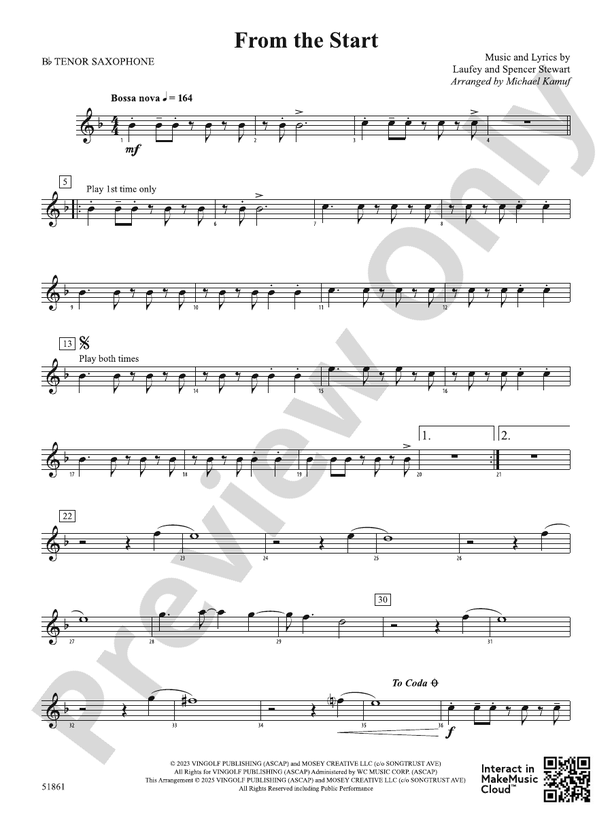 From the Start: B-flat Tenor Saxophone: B-flat Tenor Saxophone Part ...