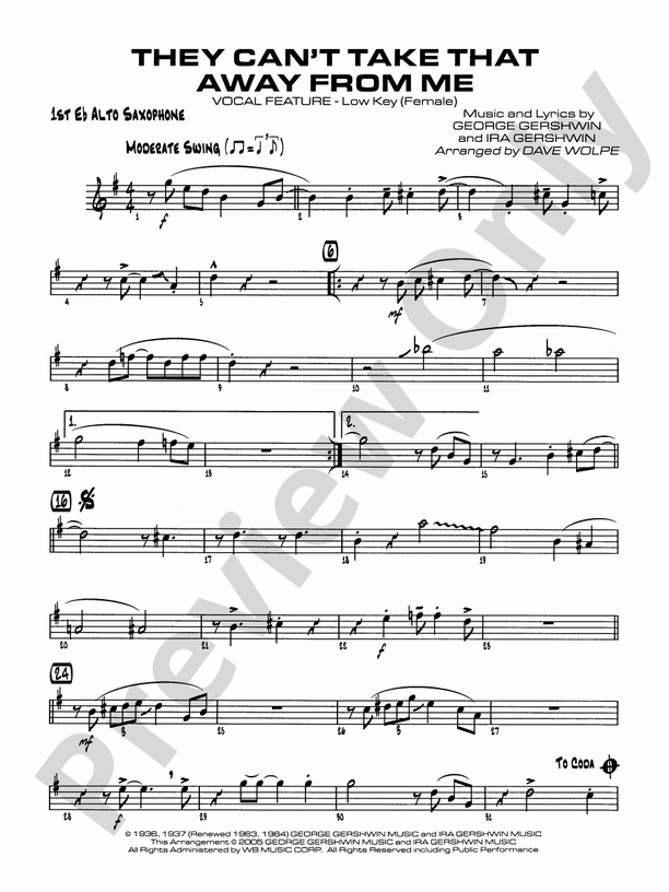 They Can't Take That Away from Me: E-flat Alto Saxophone: E-flat Alto ...