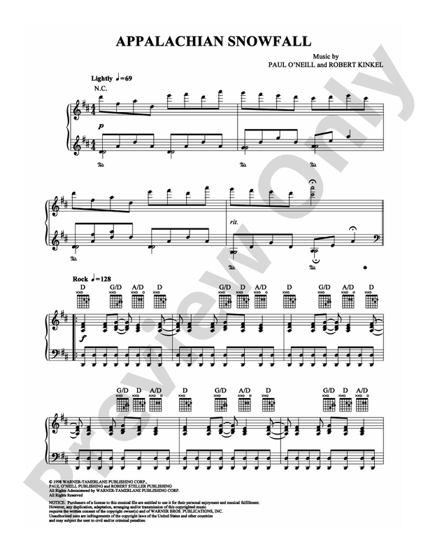 Appalachian Snowfall: Piano: Trans-Siberian Orchestra - Digital Sheet ...